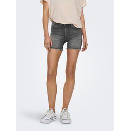 Shorts Only "ONLBLUSH MID SK DNM SHORTS NOOS", Damen, Gr. XS (34), N-Gr, blau (medium grau denim), Denim/Jeans, Obermaterial: 92% Baumwolle, 6% Elastomultiester, 2% Elasthan, unifarben, regular fit kurz, Hosen Shorts, Baumwollmischung, regular fit