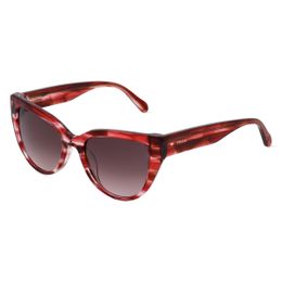 Fossil 2125/S | Damen-Sonnenbrille | Fassung: Vollrand, Butterfly, Acetat, Bordeaux Gl&auml;nzend | Glasfarbe: Braun Verlaufend