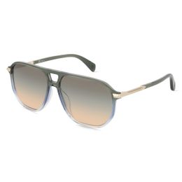 Rag & Bone Rag & Bone RNB1074/S | Damen-Sonnenbrille | Fassung: Vollrand, Quadratisch, Acetat, Gr&uuml;n Blau | Glasfarbe: Braun