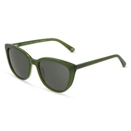 Botaniq 7004 | Herren-Sonnenbrille | Fassung: Vollrand, Butterfly, Acetat, Olive Gl&auml;nzend | Glasfarbe: Grau