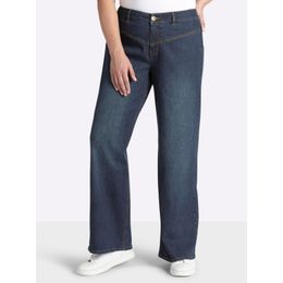sheego Gro&szlig;e Gr&ouml;&szlig;en Jeans mit durchgehend weitem Bein, dark blue, Gr&ouml;&szlig;e 58 - Damen