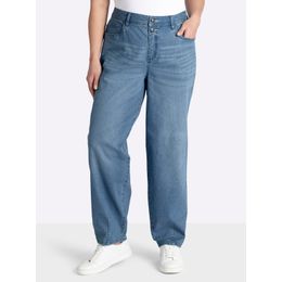 sheego Gro&szlig;e Gr&ouml;&szlig;en 5-Pocket-Jeans mit Barrel-Leg, blue-bleached, Gr&ouml;&szlig;e 50 - Damen