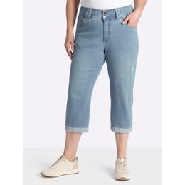 sheego Gro&szlig;e Gr&ouml;&szlig;en 3/4-Jeans f&uuml;r kr&auml;ftigere Oberschenkel, blue-bleached, Gr&ouml;&szlig;e 58 - Damen