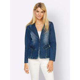 Heine Witt Damen Jeansblazer mit Gehschlitz, blue-stone-washed, Gr&ouml;&szlig;e 50