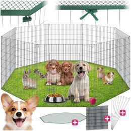 TecTake&reg; Freilaufgehege , aus 8 Gitterelementen, gro&szlig;e T&uuml;r mit Doppelverriegelung, &Oslash; 204 x 93 cm