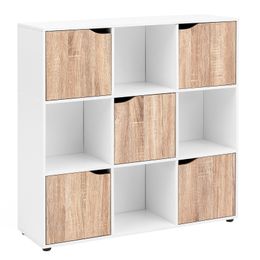 FineBuy Standregal MASSA B&uuml;cherregal mit 9 F&auml;chern Sideboard W&uuml;rfelregal Kommode