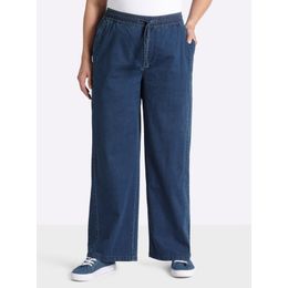 sheego Damen Schlupfjeans mit weitem Bein und Bindeband, blue-stone-washed, Gr&ouml;&szlig;e 52