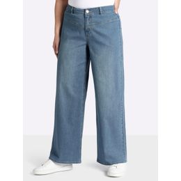 sheego Damen Jeans mit durchgehend weitem Bein, blue-bleached, Gr&ouml;&szlig;e 56
