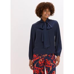 bonprix Schluppenbluse aus flie&szlig;endem Satin, blau, Gr.54, modische Schluppenbluse aus flie&szlig;endem Satin, aus Satin