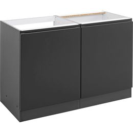 Sp&uuml;lenschrank KOCHSTATION, B:60cm H:82cm T:60cm, grau, Holzwerkstoff, K&uuml;che, Schr&auml;nke, "KS-Bruneck", >>Bruneck<< 120 cm breit, f&uuml;r viel Stauraum,