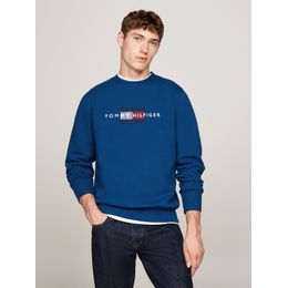 Tommy Hilfiger Herren Sweatshirt "HILFIGER FLAG EMBRO SWEATSHIRT", blau, Gr. XXXL, Sweatware, Obermaterial: 64% Baumwolle, 36% Polyester,