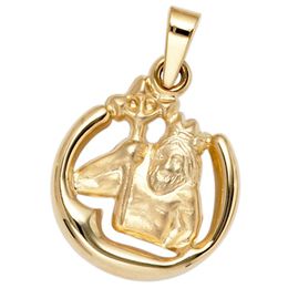 Jobo Damen Sternzeichenanh&auml;nger "Anh&auml;nger Sternzeichen", Wassermann, Gelbgold 375gelbgold 375, Gelbgold 375, Schmuckanh&auml;nger, 375 Gold rund 14 mm