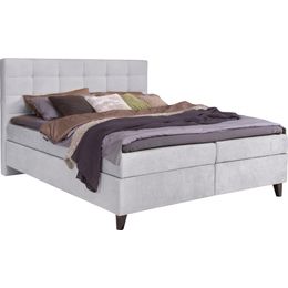 Boxspringbett Alina, B:160cm L:212cm, grau, Chenille TBS (100% Polyester), Jugendzimmer, Komplettbetten, "Neomi", inklusive Matratze und Topper