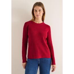 Cecil Damen Strickpulloverbeaujolais rot, Gr. XXL, unifarben, Web, 37% Baumwolle, 34% Polyacryl, 26% Polyester, 3% Elasthan, Pullover, mit