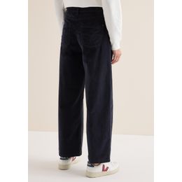 Cecil Damen Cordhose, blau, Gr. 36, unifarben, Web, 98% Baumwolle, 2% Elasthan, Hosen, High Waist