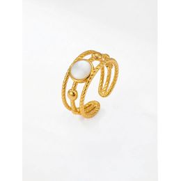 Nemomatheo Ring 'Ocean Twist &ndash; Mehrlagiger Ring' Damen Gr&ouml;&szlig;e 50/60 gold