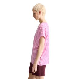 Marc O'Polo Damen T-Shirt "aus weichem Single Jersey"light pink, Basic, Gr. S, MARC O'POLO DENIM, gestreift, Obermaterial: 100% Baumwolle, Shirts