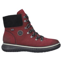 Rieker Damen Winterboots, Gr. 43, rot, Lederimitat, Textil, Schuhe, Schn&uuml;rboots, Stiefelette, TEX-Membran, mit gepolstertem Schaftrand