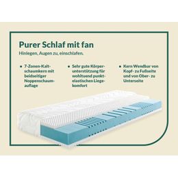f.a.n. Kaltschaummatratze FAN, B:90cm H:23cm L:200cmwei&szlig;, neutral, Bezug: 38% Baumwolle, 33% Polyamid, 29% Polyester. Steppf&uuml;llung: 100% Polyester,