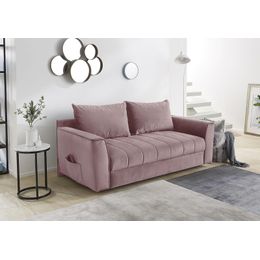 Jockenh&ouml;fer Schlafsofa, B:188cm T:91cm, rosa, JOCKENH&Ouml;FER GRUPPE, Samtoptik (100% Polyester);R&uuml;ckseite mit schwarzem Spannstoff bezogen, Jugendzimmer, Sofas,