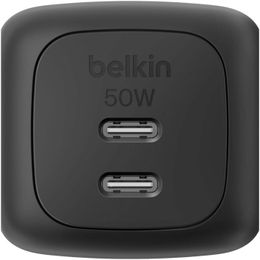 Belkin USB-Ladeger&auml;t "BoostCharge Pro 2-Port-USB-C-GaN-Charger (50 W)", B:10cm H:4,5cm T:10cmschwarz, Ladeger&auml;te