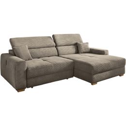 Jockenh&ouml;fer Ecksofa JOCKENH&Ouml;FER GRUPPE "Slider L-Form, B: 277 cm, mit 60 cm elektr. Sitztiefenverstellung", taupe 426, 18, B:279cm T:126cm, Korpus: 100% Polyester;Kissen: 100% Polyester, Sofas, Ecksofa, 140kg Belastbarkeit, USB-Anschluss, Kopfteilverstellung & Zierkissen