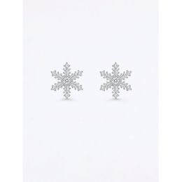 Nemomatheo Ohrringe 'Frosttanz 3D-Schneeflocken-Ohrstecker' Damen Gr&ouml;&szlig;e 2.5 cm x 2.5 cm silber