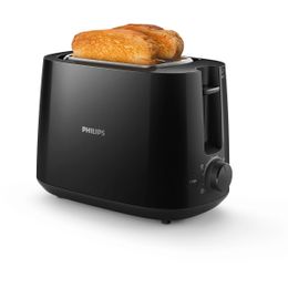 Philips Toaster "HD2581/90 Daily Collection", B:30,4cm H:21,4cm T:18,4cm, schwarz, Toaster, Br&ouml;tchenaufsatz, Kr&uuml;melschublade, 8 Br&auml;unungsstufen,