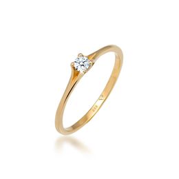 Elli DIAMONDS Damen Verlobungsring "Diamant Wei&szlig; Brillantschliff (0.06ct) 585 Gelbgold", 58mm, 0,06 P1 = bei 10-facher Vergr&ouml;&szlig;erung erkennbare
