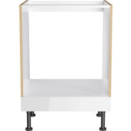 Herdumbauschrank KOCHSTATION, B:60cm H:87cm T:58,1cmwei&szlig; glanz, eiche hell, Schr&auml;nke, "KS-Lucy", Breite 60 cm, 1 Blende, h&ouml;henverstellbare F&uuml;&szlig;e