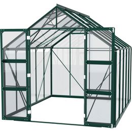 Gew&auml;chshaus Vitavia, B:257cm H:253,9cm T:325cm, gr&uuml;n, Garten, Gew&auml;chsh&auml;user, "Domus 8300", Doppelschwingt&uuml;ren und bodentiefer T&uuml;rschwelle, 3 mm