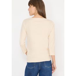 Cecil Damen 3/4-Arm-Shirtpearl beige, Gr. M, Jersey, Obermaterial: 100% Baumwolle, Shirts, mit U-Boot-Ausschnitt