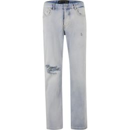 2Y Premium Herren Bequeme Jeans "2Y Premium Herren 2Y Destroyed Baggy Jeans"blau, Gr. 30, unifarben, 98% Baumwolle, 2% Elasthan, Jeans