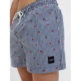 Jack & Jones JACK & JONES Herren Badeshorts "JPSTMAUI JJSWIM MINI STRIPE AKM SN", blau, Gr. XS, gemustert, Web, Obermaterial: 100% Polyester, Badehosen