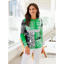 Inspirationen Damen Sweatshirt, gr&uuml;n, Gr. 36, gemustert, mehrfarbig, 50% Baumwolle, 50% Polyester, Sweatshirts
