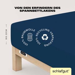 Spannbettlaken Schlafgut, L:200cm, blau, Jersey, Obermaterial: 100% Baumwolle, Bettlaken, "EASY JERSEY Bettlaken, 150 g/m&sup2;, 100% Baumwolle,