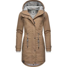 PEAK TIME Damen Regenjacke "L60042", beige, Gr. XS, Obermaterial: 100% Polyurethan; Futter 1: 100% Polyester; Futter 2: 60% Baumwolle, 40% Polyester;