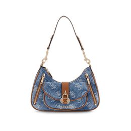 Guess Schultertasche 'Jessa' Damen Gr&ouml;&szlig;e One Size blue denim / cognac