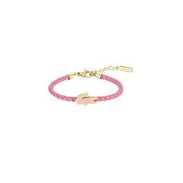 Lacoste Kinder Armband "CUTIE CROC", 16cm, Edelstahl Ledergelbgoldfarben, rosa, Edelstahl, Leder, Armb&auml;nder