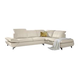 Ecksofa W.Schillig, B:296cm H:84cm T:242cm, grau, Longlife Xtra-Leder Z73: Naturwalkleder der Luxusklasse aus den erlesensten Rohh&auml;uten. Hautst&auml;rke