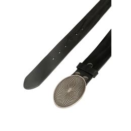 Damen Lederg&uuml;rtel "&raquo;Masterlux Schwarz&laquo;, mit austauschbarer Schlie&szlig;e &raquo;Mantra Silber&laquo;", schwarz, Gr. 110, RETTUNGSRING G&Uuml;RTEL, Rindsleder, G&uuml;rtel
