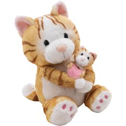 Nici Kinder Kuscheltier "Little & Me, Katze 20 cm mit Kind 6 cm"braun, B:10cm H:20cm L:10cm, Pl&uuml;schfiguren, 2in1: Kuscheltier Mama mit Kuscheltier
