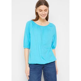 bonprix Damen T-Shirt "Shirt aus reiner Baumwolle", blau, Gr. 56, Obermaterial: 100% Baumwolle, Shirts, Ballonform, lockere Passform, Halbarm-Design,