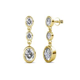 Rougemont Jewellery Earrings 'Trendige Ohrh&auml;nger mit 3 funkelnden Kristallen' female Gold size One Size