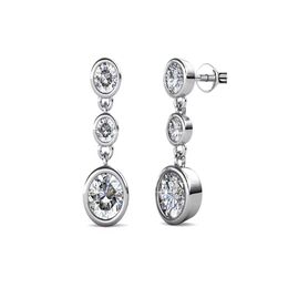 Rougemont Jewellery Earrings 'Trendige Ohrh&auml;nger mit 3 funkelnden Kristallen' female Silver size One Size