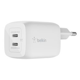 Belkin USB-Ladeger&auml;t "65W Dual USB-C GaN Ladeger&auml;t mit PD und PPS + 2m Kabel", B:10,7cm H:6,8cm T:16,5cm, wei&szlig;, Ladeger&auml;te, f&uuml;r Apple iPhone Samsung