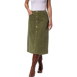 CR&Eacute;ATION L Damen Cordrock mit Zierknopfleiste oliv Gr&ouml;&szlig;e 44