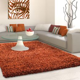 Hochflor-Teppich, B:300cm H:30mm L:400cm, orange, Ayyildiz Teppiche, Kunstfaser, Teppiche, "Life Shaggy 1500", Langflor, uni, gro&szlig;e Farbauswahl,