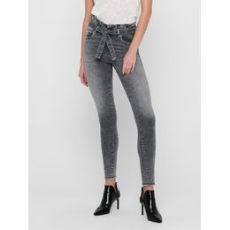 Only Damen Skinny-fit-Jeans "ONLHUSH LIFE MID SK ANK PBAG BB REA0918", blau, Gr. XS, unifarben, Denim/Jeans, Obermaterial: 92% Baumwolle, 6%