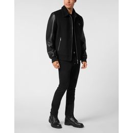 Philipp Plein Herren Blouson "Jacke"02, schwarz, Gr. XXXL, Futter: 100% Polyester; Au&szlig;enmaterial: 64% Polyester, 33% Viskose, 3% Elasthan; Strick: